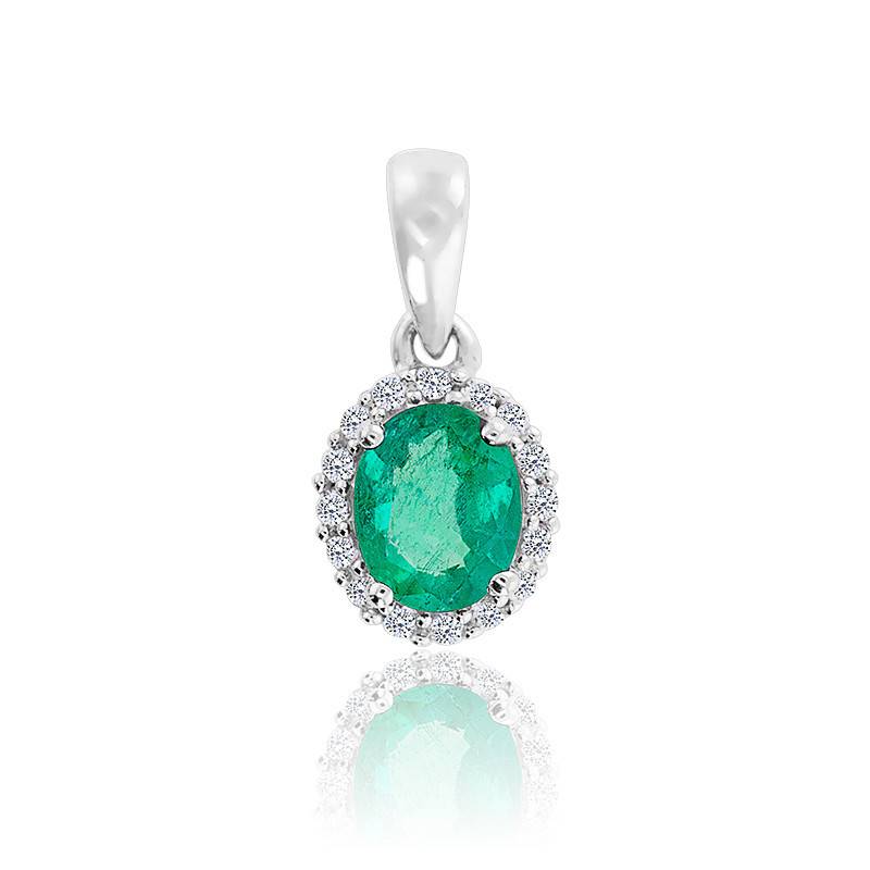 Pendentif Or 375 ou 750, 16 Diamants & Emeraude - Aurora - Ocarat