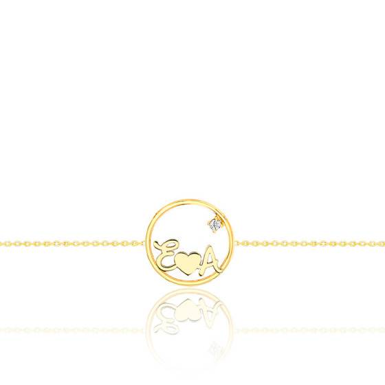 Bracelet personnalisable coeur, Or Jaune 375 & diamant - Ocarat