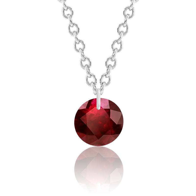 Collier Or Blanc 750 Rubis rouge percé - Ocarat