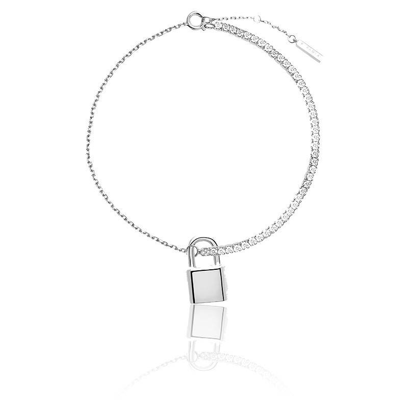 Bracelet cadenas en argent et zircons blancs (PU02-046-U) - Ocarat