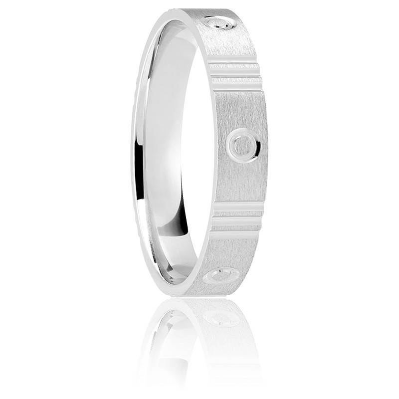 Alliance motifs 3 stries et cercles Or blanc - Ponce - Ocarat