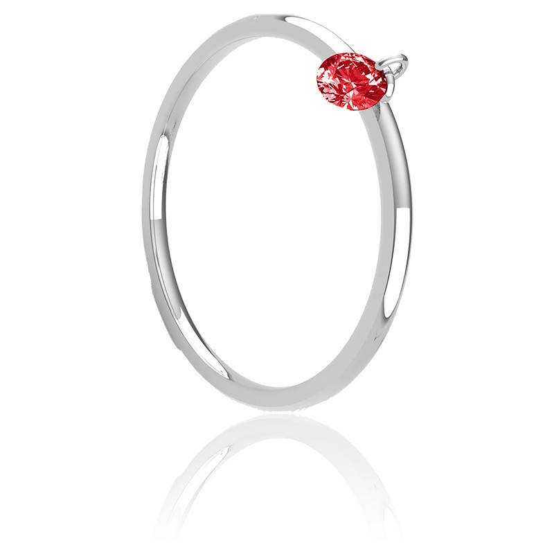 Bague Or Blanc 750 lisse saphirs rouge percés - Demetra - Ocarat