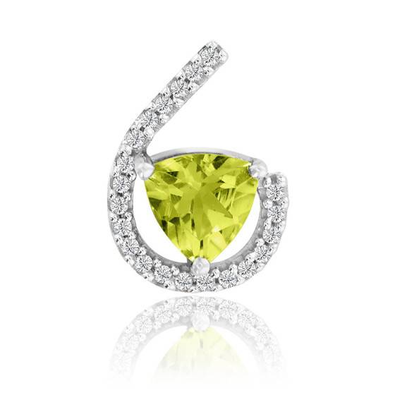 Pendentif Triangle Péridot, Diamants & Or Blanc - Aurora - Ocarat