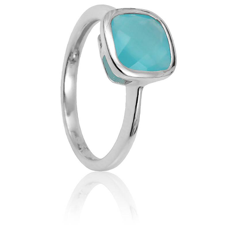 Bague Sissi Argent Bleu Pacifique 11 x 11 mm - Clio Blue - Ocarat