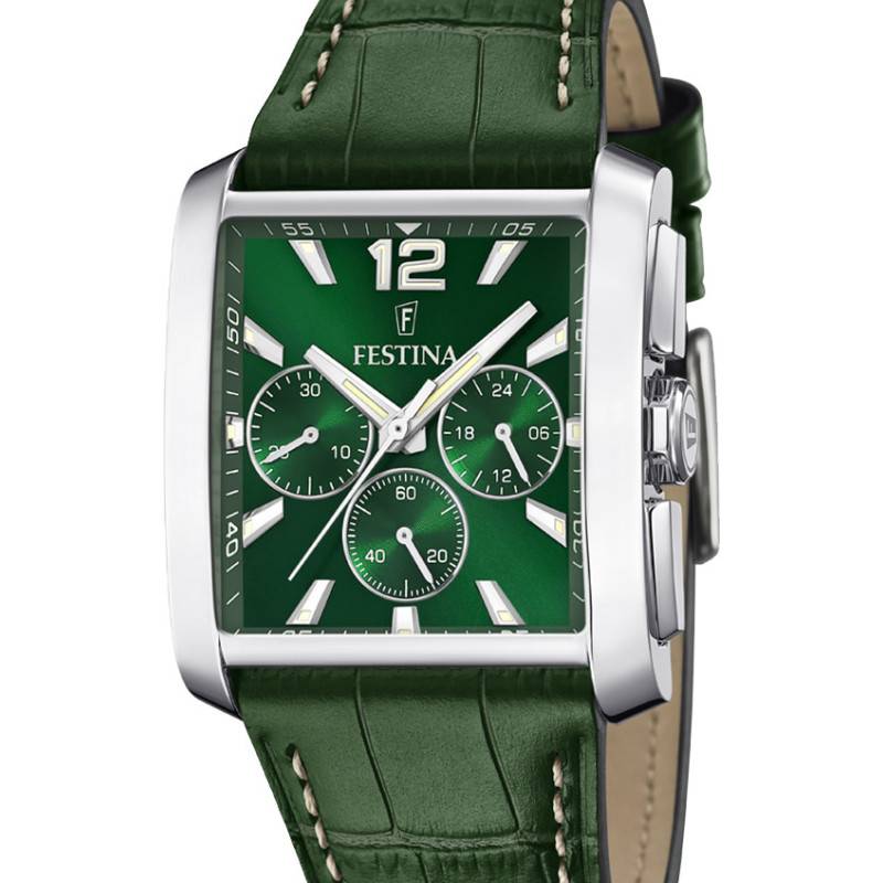 Montre Timeless Chronograph Cuir Vert F20636/3 - Festina - Ocarat
