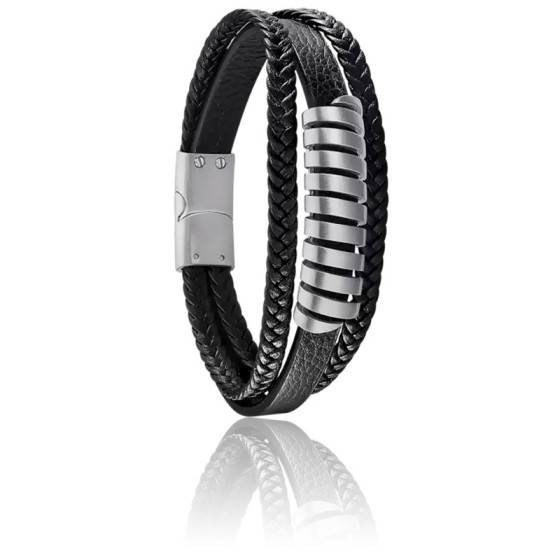 Bracelet Cuir Noir LS2208-2/1 - Lotus - Ocarat
