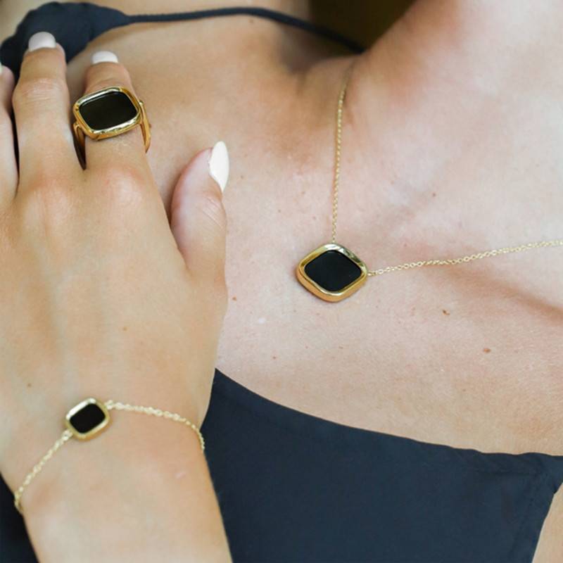 Collier Mykonos Onyx & Plaqué Or - Skalli - Ocarat