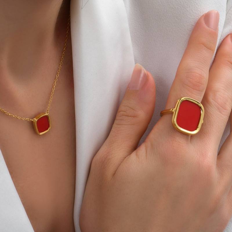 Petit Collier Mykonos Corail & Plaqué Or - Skalli - Ocarat