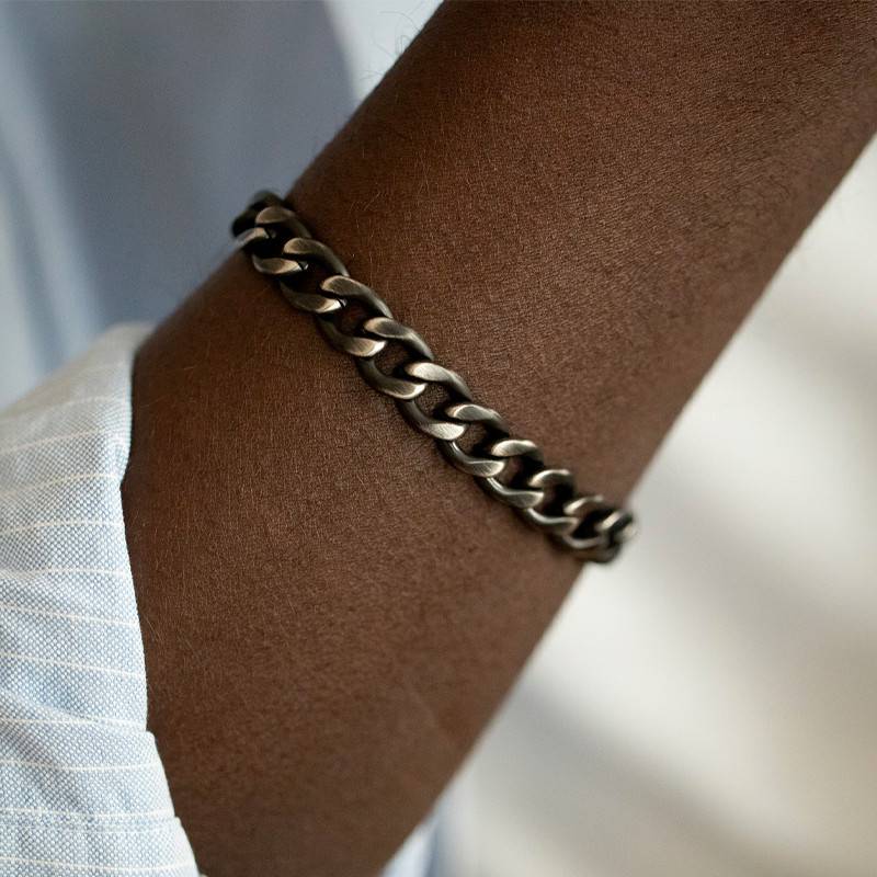 Bracelet Gourmette Hazou Acier & PVD Noir - Phebus - Ocarat