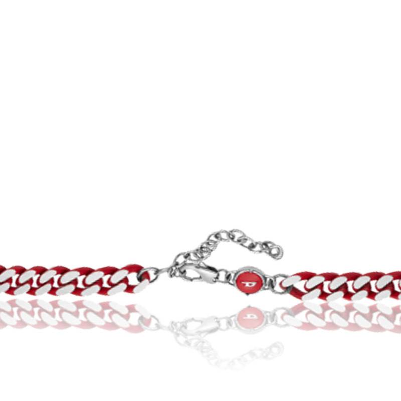 Collier Maille Gourmette Acier Rouge - DX1416040-Diesel - Ocarat