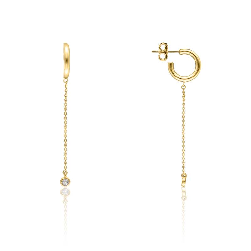 Créoles Chaines Or Jaune 375 & Cristaux Blancs - Ocarat