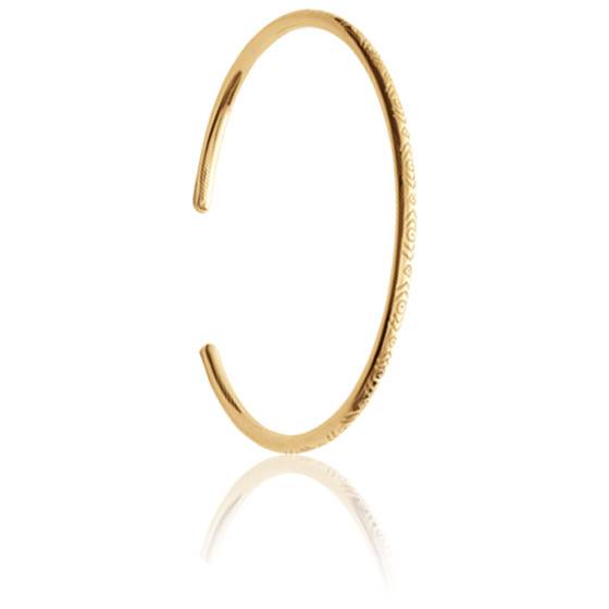Bracelet Jonc Fin Ouvert Aztèque, Plaqué Or 750, 58 mm - Ocarat
